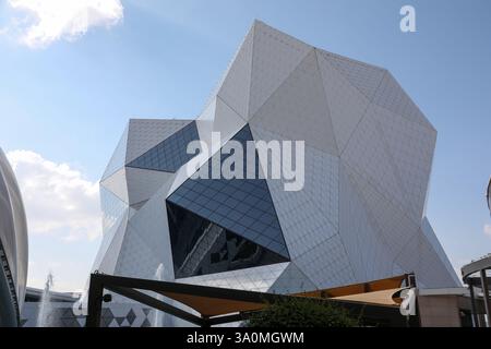 Original shaped building of CLYMB attractions in Abu Dhabi, UAE Stock ...