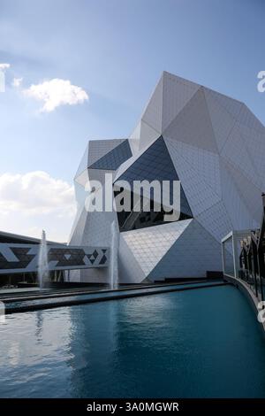 Original shaped building of CLYMB attractions in Abu Dhabi, UAE Stock ...