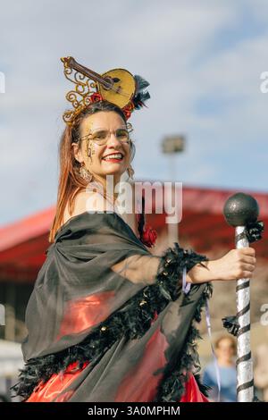 Altura, Portugal, March 2, 2025. A performer in a wheat-themed costume ...