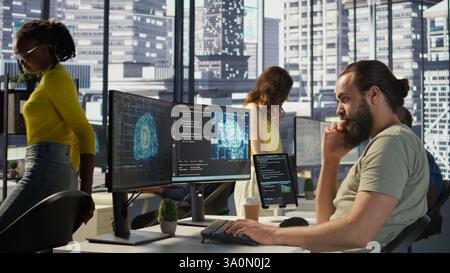 Employee utilizing AI resources and platforms to train and deploy machine learning models ...