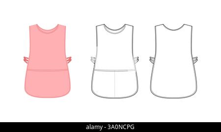 Apron Cobbler Slipover Smock technical fashion illustration. Tabard ...