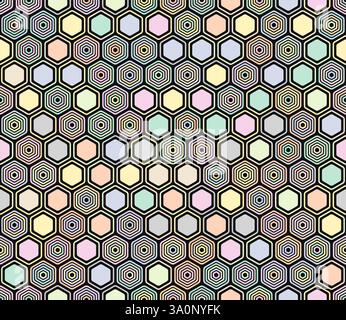Colorful pastel hexagon grid background. Honeycomb pattern. Vector ...