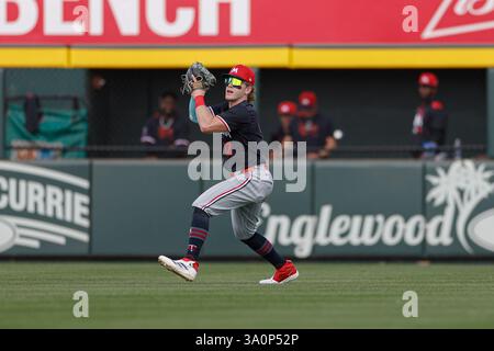Minnesota Twins' Harrison Bader at bat against the Los Angeles Angels ...
