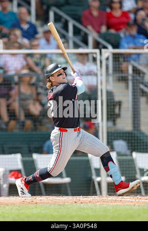 Minnesota Twins' Harrison Bader (12) bats during the eighth inning of a ...