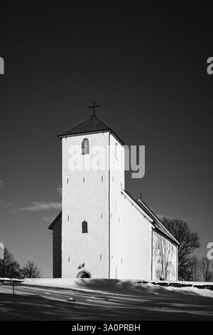 Hoff medieval stone church of Toten, Norway, a day in January 2025 ...