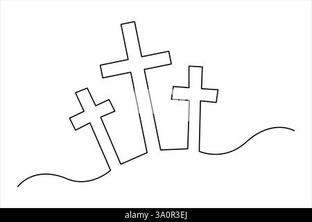 Good Friday continuous one line art drawing of outline vector art ...