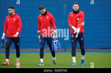 Rangers goalkeepers Jack Butland (right) and Liam Kelly during a ...