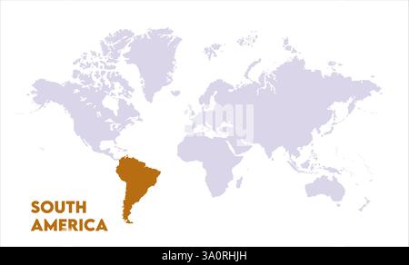 Map of South America, highlighted on the world map, South America on ...