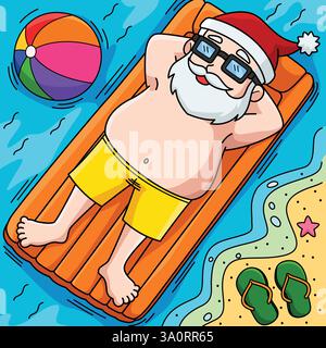 Christmas in July Santa Floating Cartoon Clipart Stock Vector Image ...
