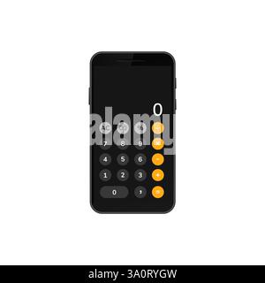 Smartphone displaying a calculator application with numeric and ...