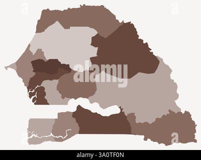 Vector map of Senegal. Country map with division, cities and capital ...