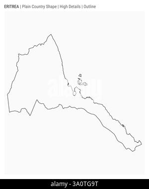 Eritrea plain country map. High details. Solid regions style. Shape of ...