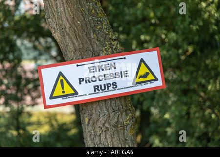 Eikenprocessierups sign. Oak processionary caterpillar warning sign ...