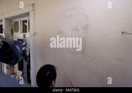 Croatian artist Valentino Radman creates an Luka Modric mural in Zadar ...