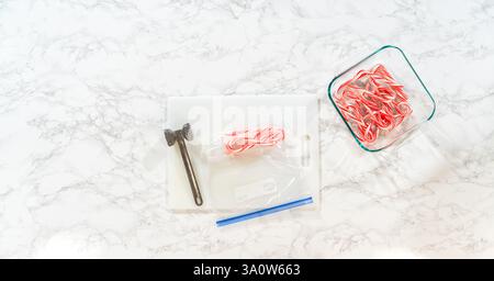 Preparing Crushed Candy Canes for Baking Projects Stock Photo - Alamy