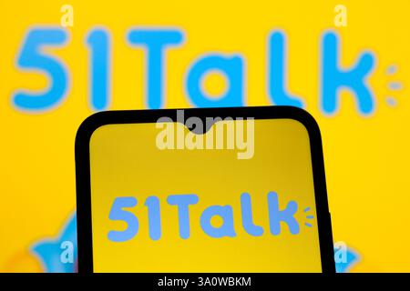 In this photo illustration, the 51Talk Online Education Group logo is ...