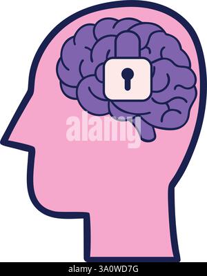 Fixed Mindset Locked Brain Stock Vector Image & Art - Alamy