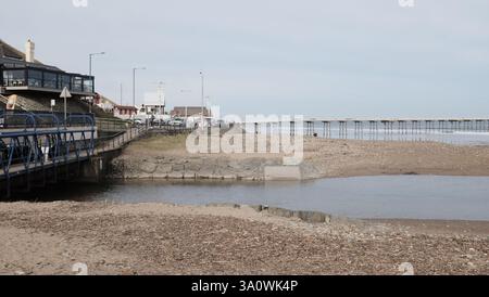 Saltburn Gill flowing across the beach at Saltburn by the Sea,England ...