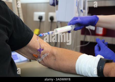 Chemotherapy drug Fluorouracil being Injected into Picc Line of Male ...