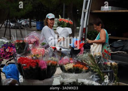 Flower Stall at Street Market Vouliagmeni Attica Greece Stock Photo - Alamy
