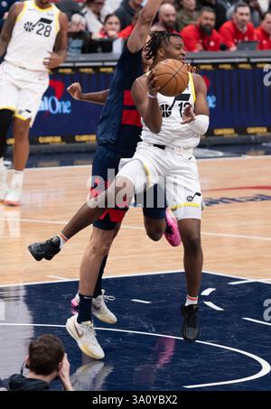 Utah Jazz guard Isaiah Collier pushes the ball upcourt during the first ...