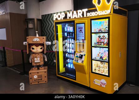 A Pop Mart Robo shop vending machine at the central market in Hong Kong ...