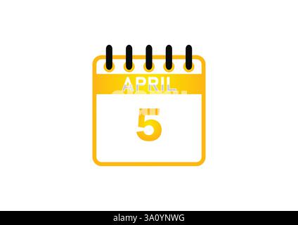 April 5th calendar icon vector. Concept of schedule, business and tasks ...