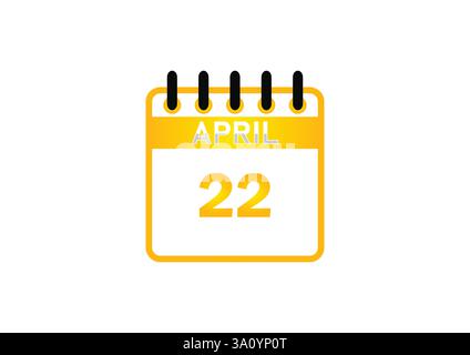 April 22 - calendar and Time planner. Daily Calendar Icon reminder ...
