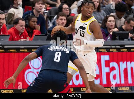 Utah Jazz guard Isaiah Collier (8) plays in the first half of an NBA ...