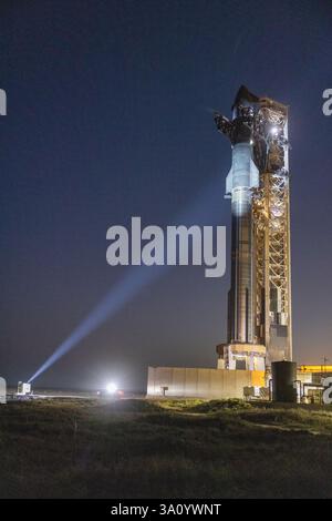 Starbase, USA. 05th Mar, 2025. Starship B16 first stage booster ...