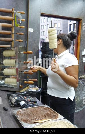 Hungary, Budapest, Kurtoskalacs sales, a national classic pastry, also ...