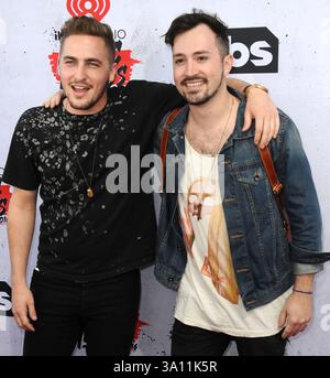 Kendall Schmidt (L) arriving at the iHeartRadio Music Awards at The ...