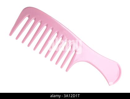One pink plastic comb isolated on white Stock Photo - Alamy