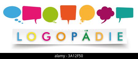 German text Logopaedie, translate Logopedics. Eps 10 vector file Stock ...