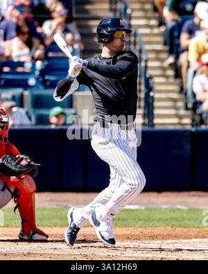 New York Yankees outfielder Cody Bellinger (35) hits a single during ...