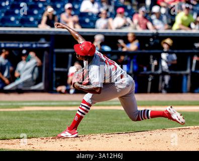 St. Louis Cardinals pitcher Tink Hence (30) delivers to the New York ...