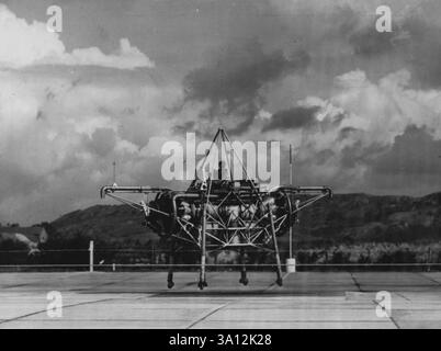 The flying bedstead ready to take off at the Rolls Royce flight ...