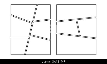 collage grid blank template for a manga comic storyboard layout panel ...