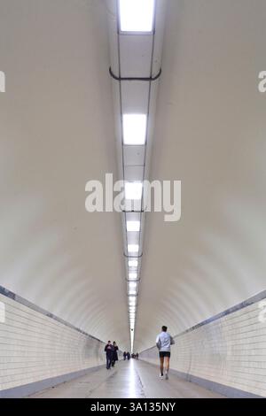 Belgium, Flanders, Antwerp, Sainte-Anne tunnel (Sint-Annatunnel) for ...