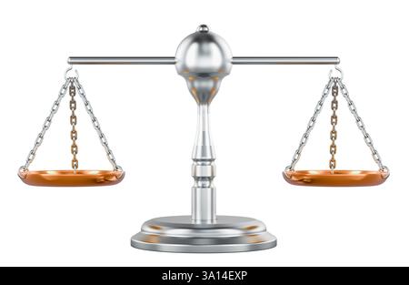 Scales of Justice, front view. 3D rendering isolated on white ...