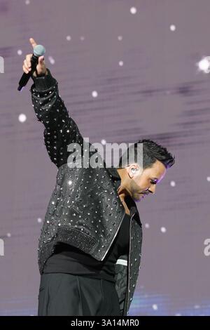 Singer Luis Fonsi actua during his concert at the Movistar Arena on ...