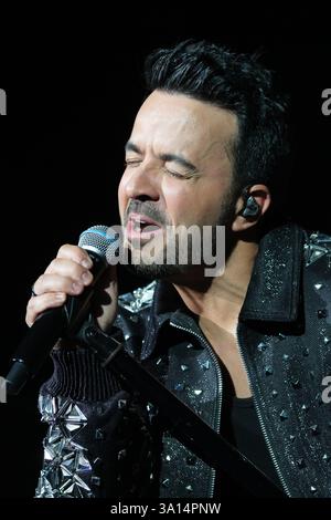 Singer Luis Fonsi actua during his concert at the Movistar Arena on ...