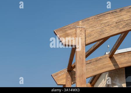 glulam with signs of wear due to time and weather. structure with ...