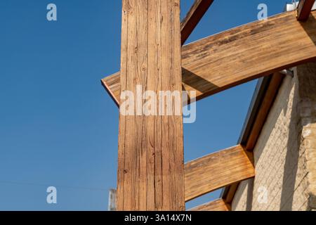 glulam with signs of wear due to time and weather. structure with ...