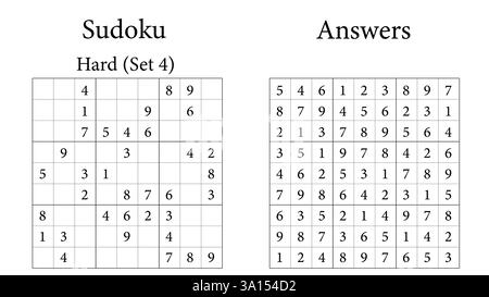Sudoku Puzzle 9x9 Set 5 Very Hard with Answers, Fun Brain-Training Game ...