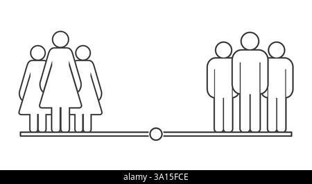 Gender balance. Silhouette icon. The ratio of men and women in society ...