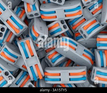 Electric wire connectors terminal strip texture background. White ...