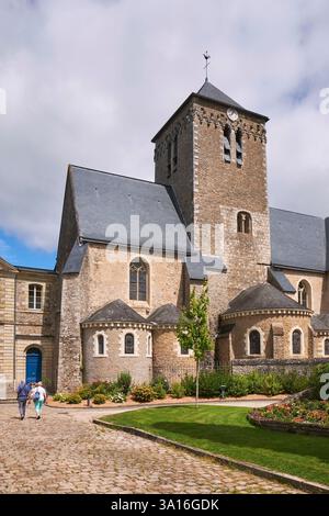 France, Sarthe, Solesmes, the the Saint Pierre abbey, statue of Abbot ...