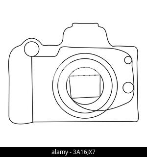 continuous single line drawing of DSLR camera, line art vector ...