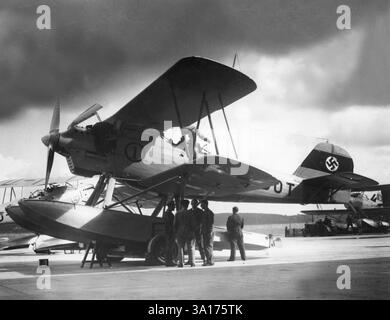 Heinkel He 60 seaplane on the platform of the Kiel-Holtenau naval air ...